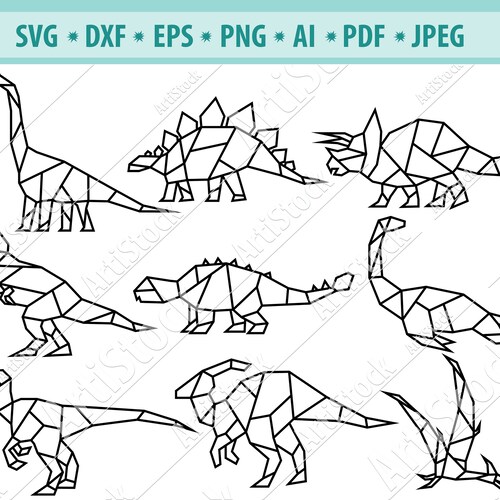 Geometric Dinosaurs SVG Geo Dinosaur PNG Cutting File - Etsy Canada
