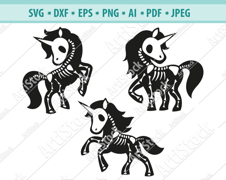 Unicorn Skull SVG, Silhouette Unicorn Skull Svg, Unicorn Cut File, Creepy Unicorn Face Svg ...