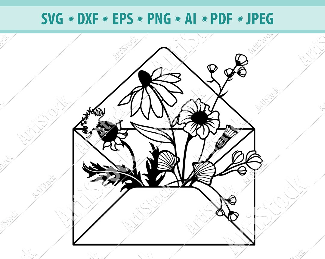 Floral Envelope SVG File, Love Letter Svg, Valentines Day Svg, Envelope ...