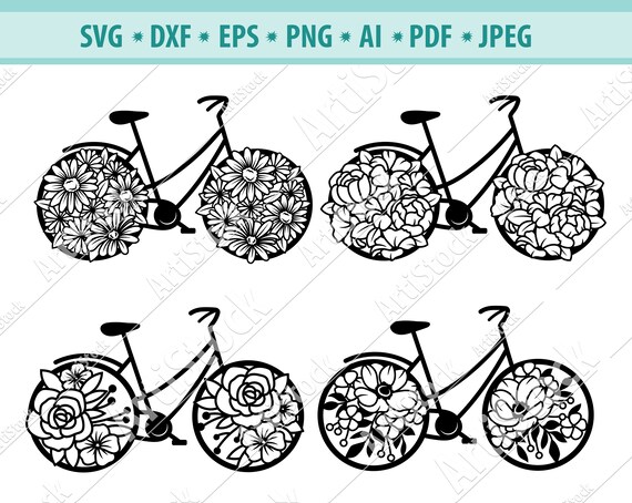 Bicycle Svg Floral Bicycle Svg Flower Transport Svg Bike - Etsy