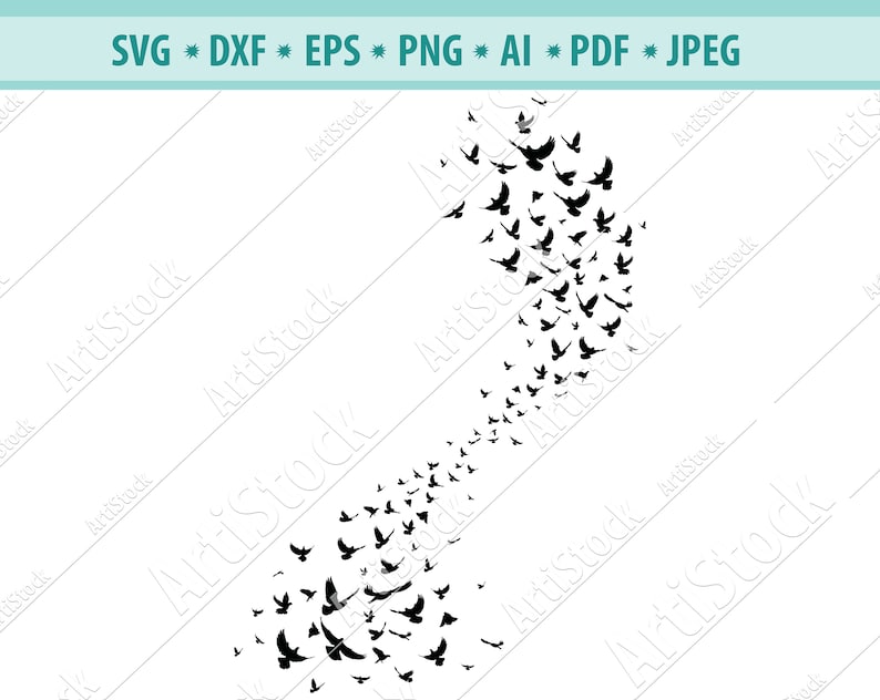 Flock of Birds SVG Vector Silhouette of Birds SVG Flying | Etsy