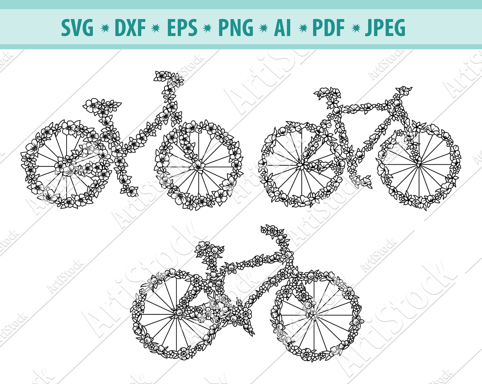 Fahrrad Svg Florale Fahrrad Svg Blumen transport Svg - Etsy Österreich