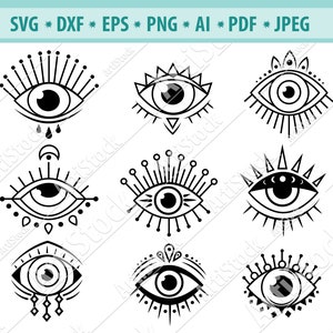 Boho Eyes Svg Bundle Third Eye Svg Celestial Eye Svg Evil - Etsy