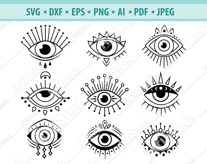 Boho Eyes Svg Bundle Third Eye Svg Celestial Eye Svg Evil - Etsy