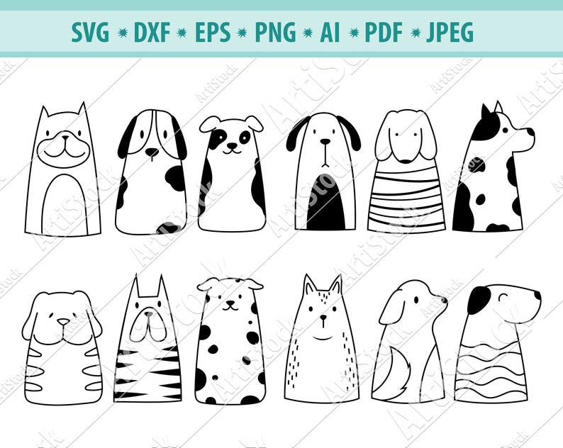 Cute Dogs SVG Bundle Funny Dog Svg Stylized Dog Svg Puppies | Etsy