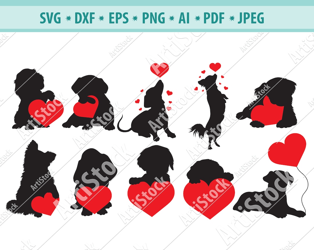 Dogs SVG, Dogs With Heart Svg, Valentine Dogs SVG, Dog Lover's SVG ...