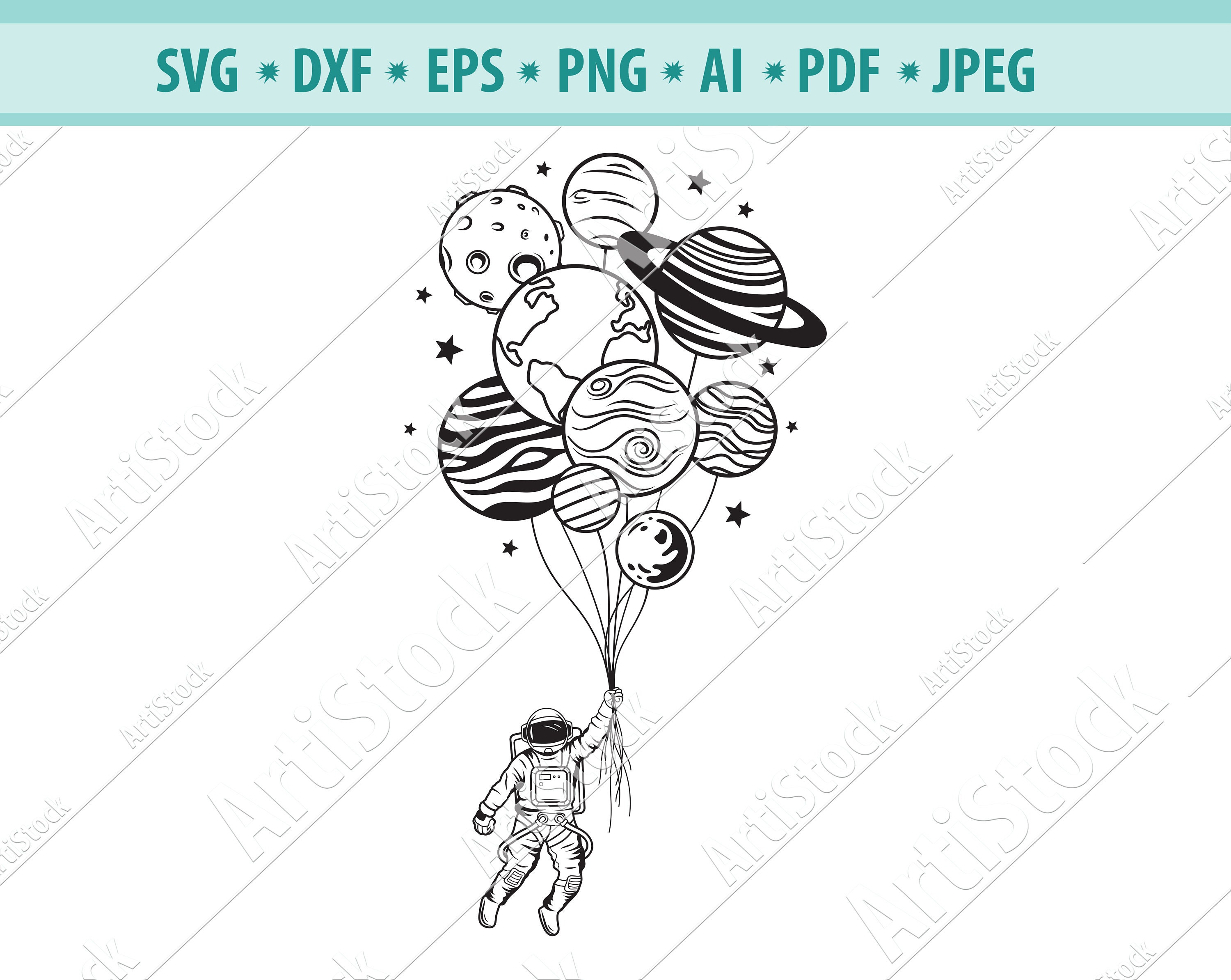 Space Svg Planet Balloons Svg Flying Astronaut Svg Planets - Etsy Australia