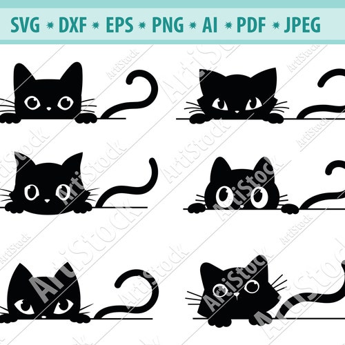 Peeking Cat Svg Black Cat Svg. Vector Cut File for Cricut - Etsy Canada