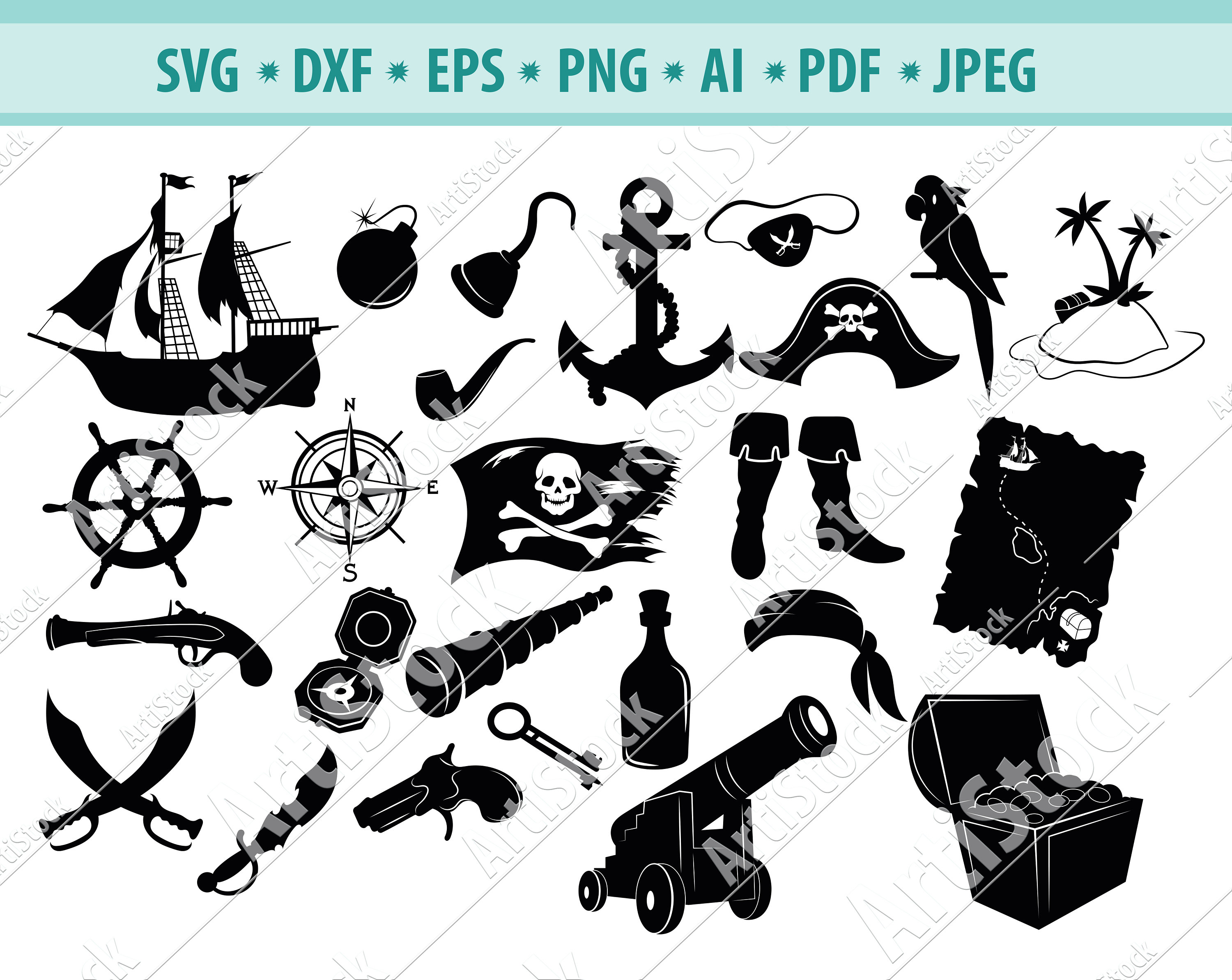 Pirate SVG Bundle Pirate SVG Pirate Clipart Pirate Cut - Etsy