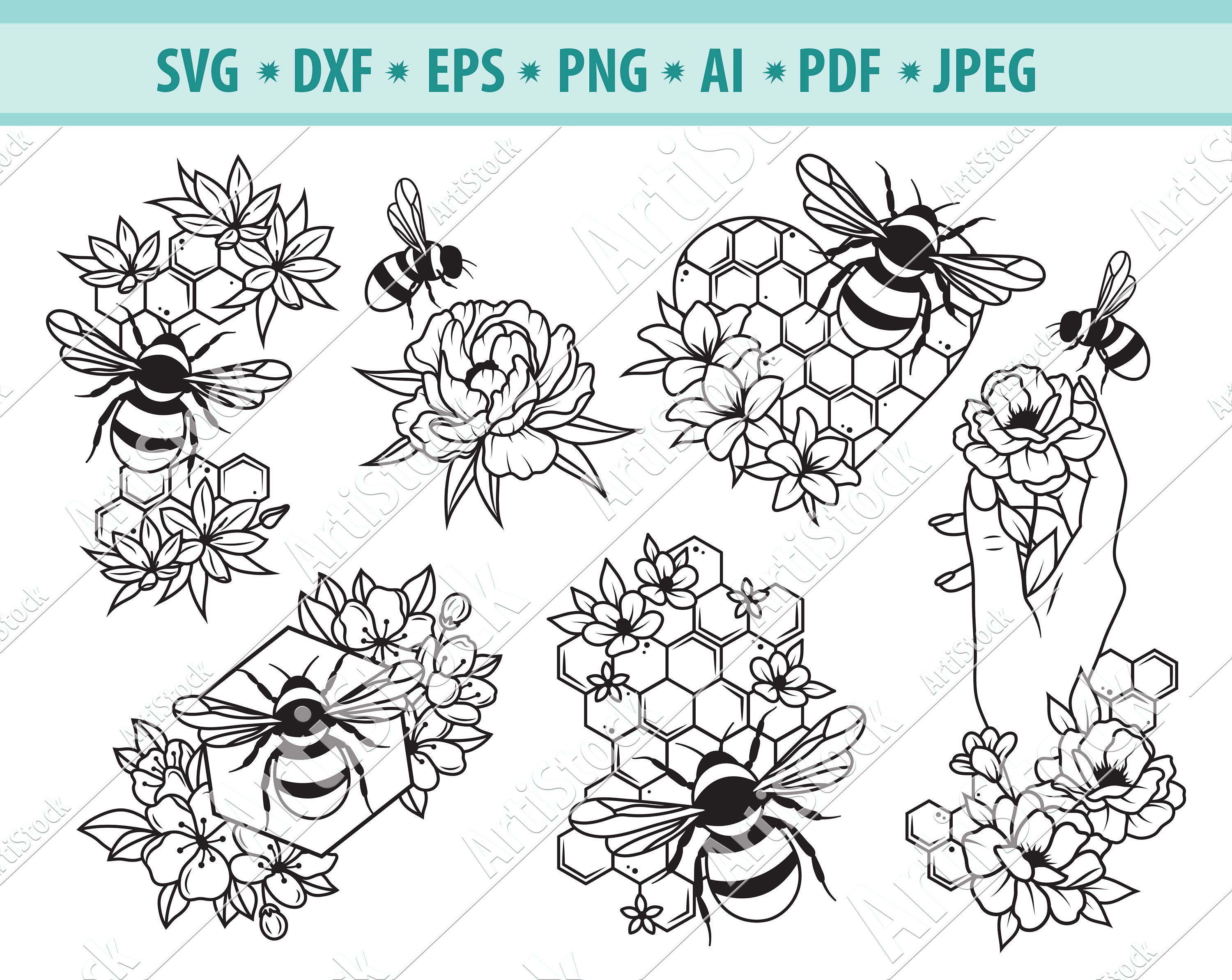Bee SVG, Queen Bee Svg, Honey Svg, Bee Logo, Bee Clipart, Bee With ...