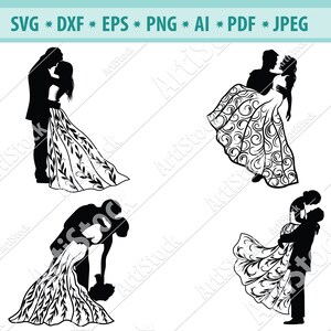 Wedding Couple Svg Floral Bride Svg Couple Svg Flower Dress - Etsy