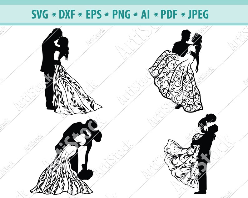 Wedding Couple Svg Floral Bride Svg Couple Svg Flower Dress - Etsy