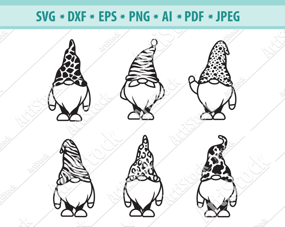 Gnome SVG Cute Garden Gnome SVG Gnomes With Animal Prints - Etsy