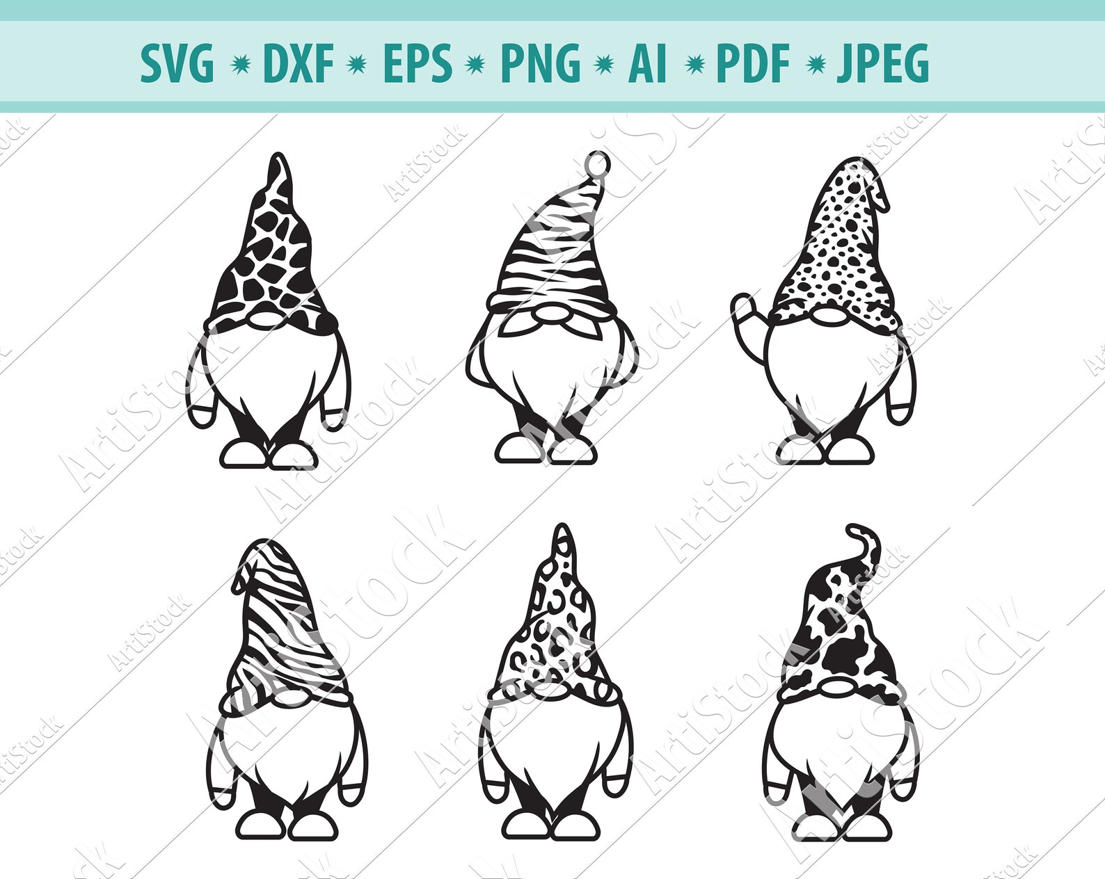 Gnome SVG Cute Garden Gnome SVG Gnomes With Animal Prints - Etsy