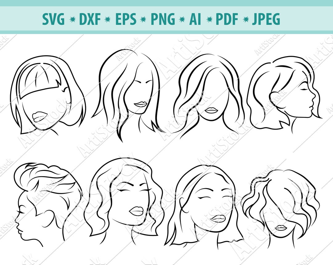 Woman's Face Svg, Woman Svg File, Woman Hairstyle Svg, Girl SVG, Beauty ...