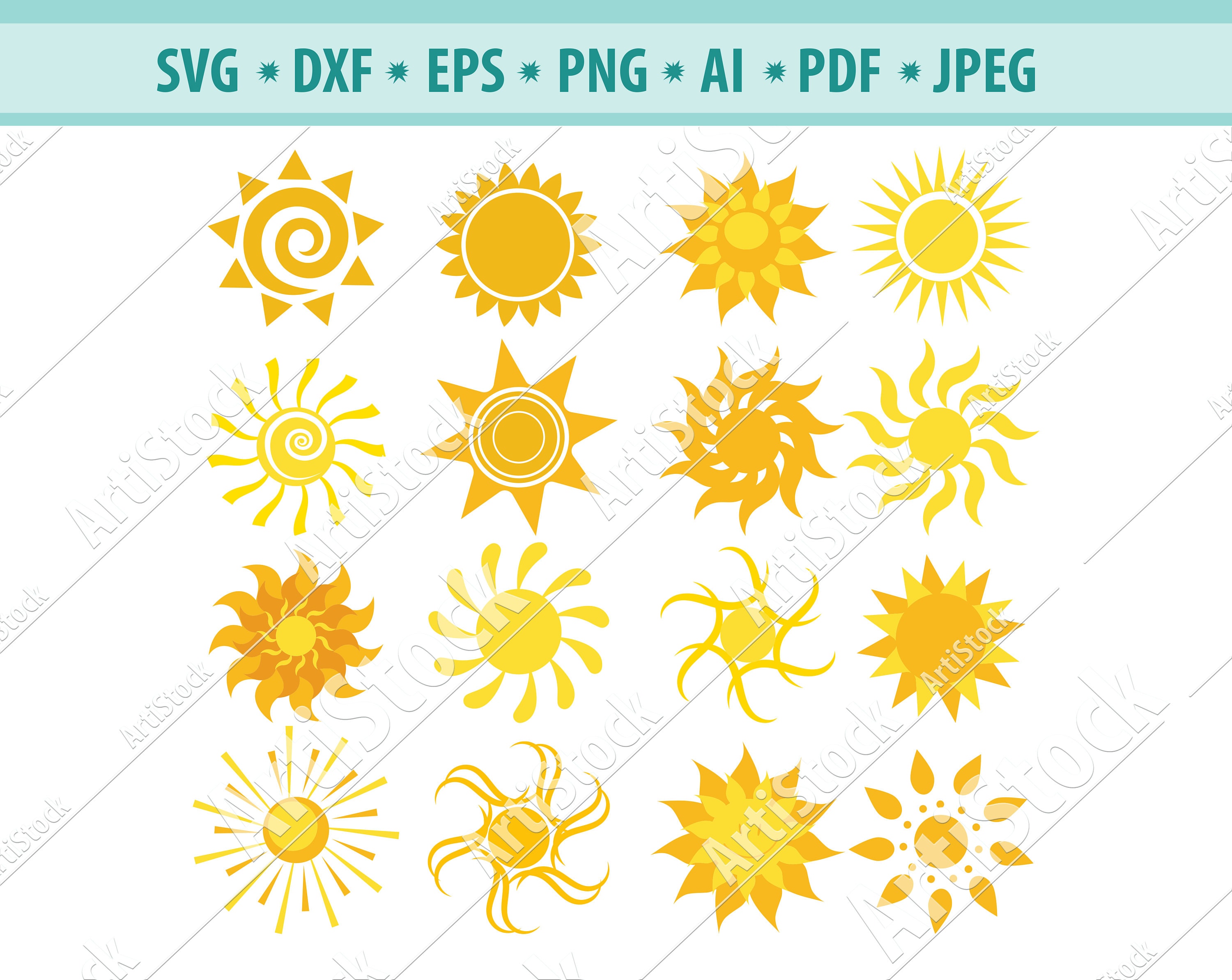 Sun SVG File Sun Cricut SVG Sun DXF Sun Silhouette Sun - Etsy