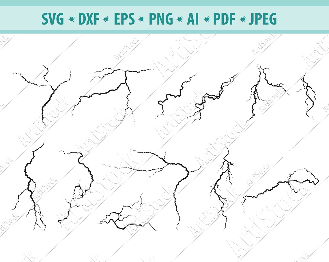Cracks Svg File Cracks Clipart Crack stencil Lightning SVG | Etsy