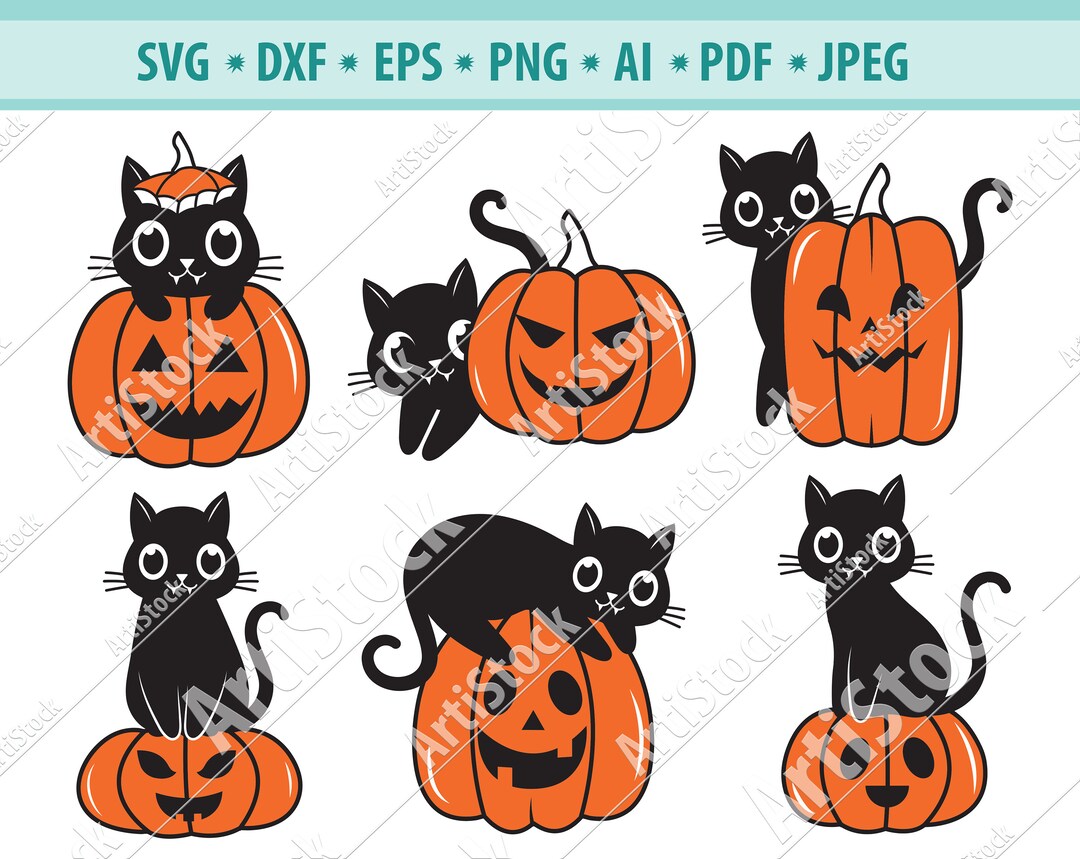Pumpkin Сat Svg, Cat in Pumpkin SVG, Halloween Svg, Kitten Cut File ...