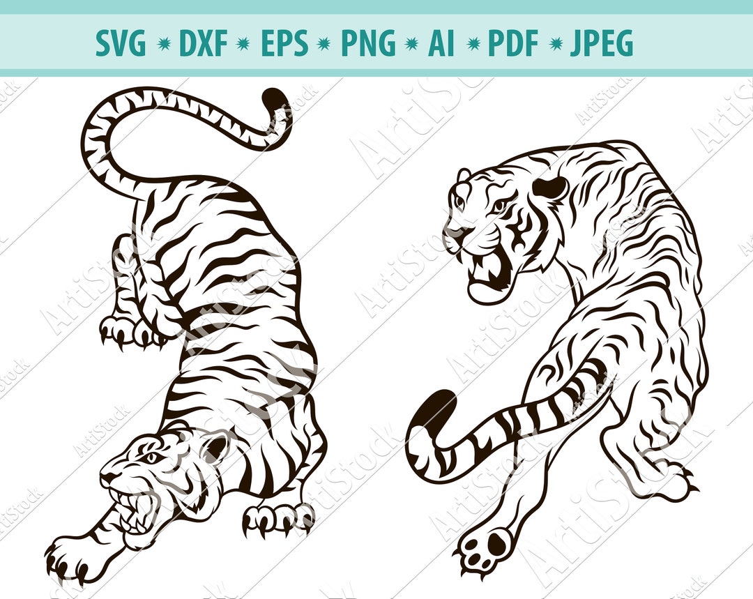 Tiger SVG, Tiger Face, Hunting Tiger Clipart, File Cutting Svg, DXF ...
