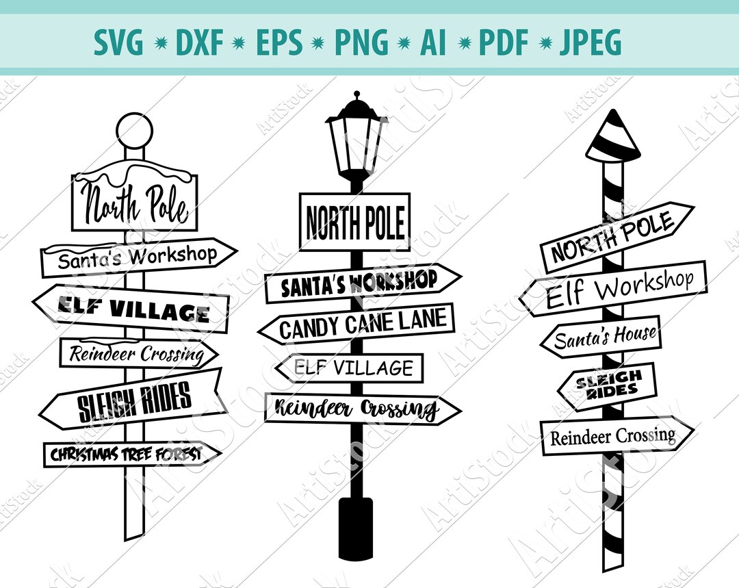 Christmas North Pole Sign Svg, New Year Sign Svg, Santa Workshop Svg ...