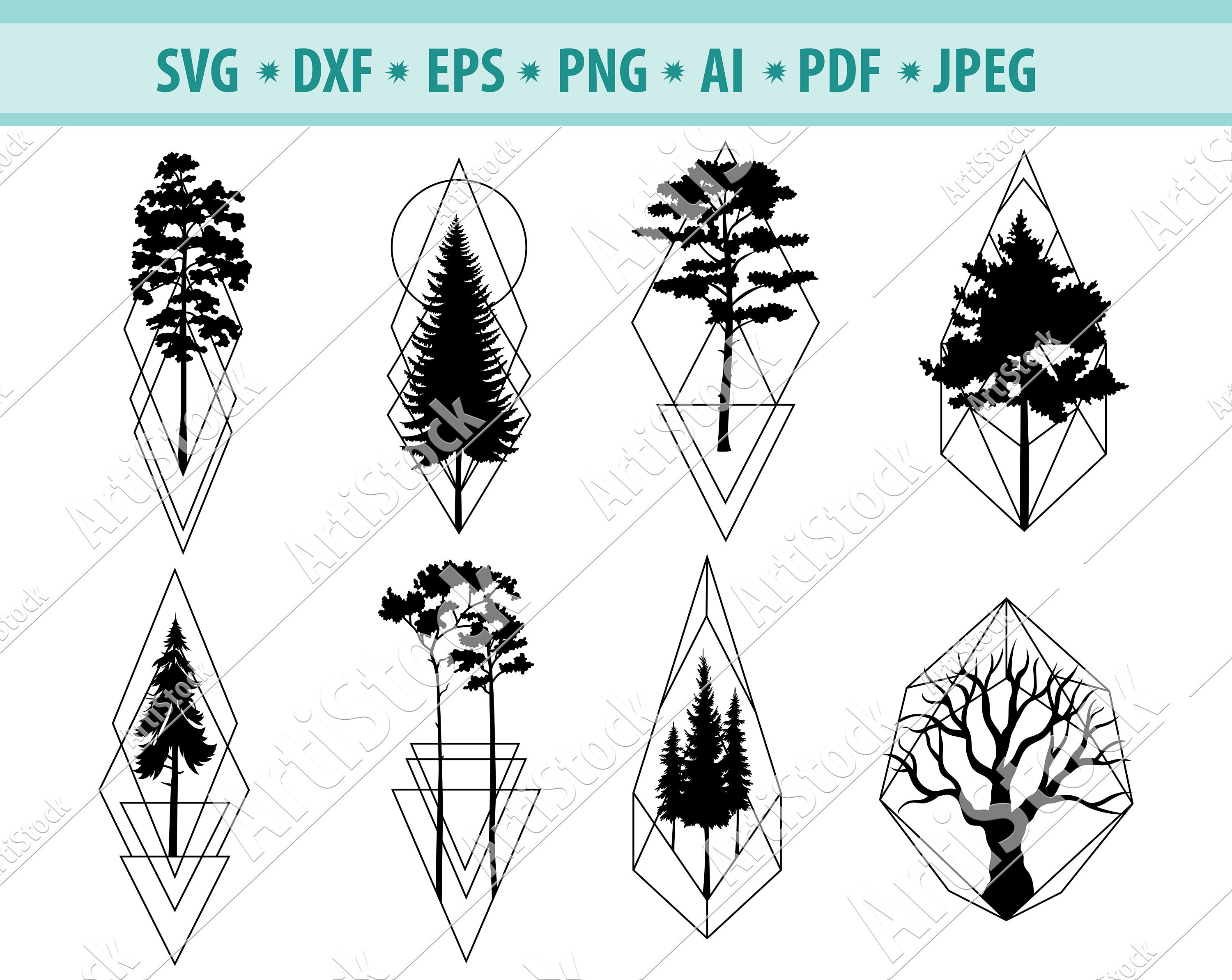 Forest Svg Fir tree svg Woodland tree Svg Tree trunk Svg | Etsy