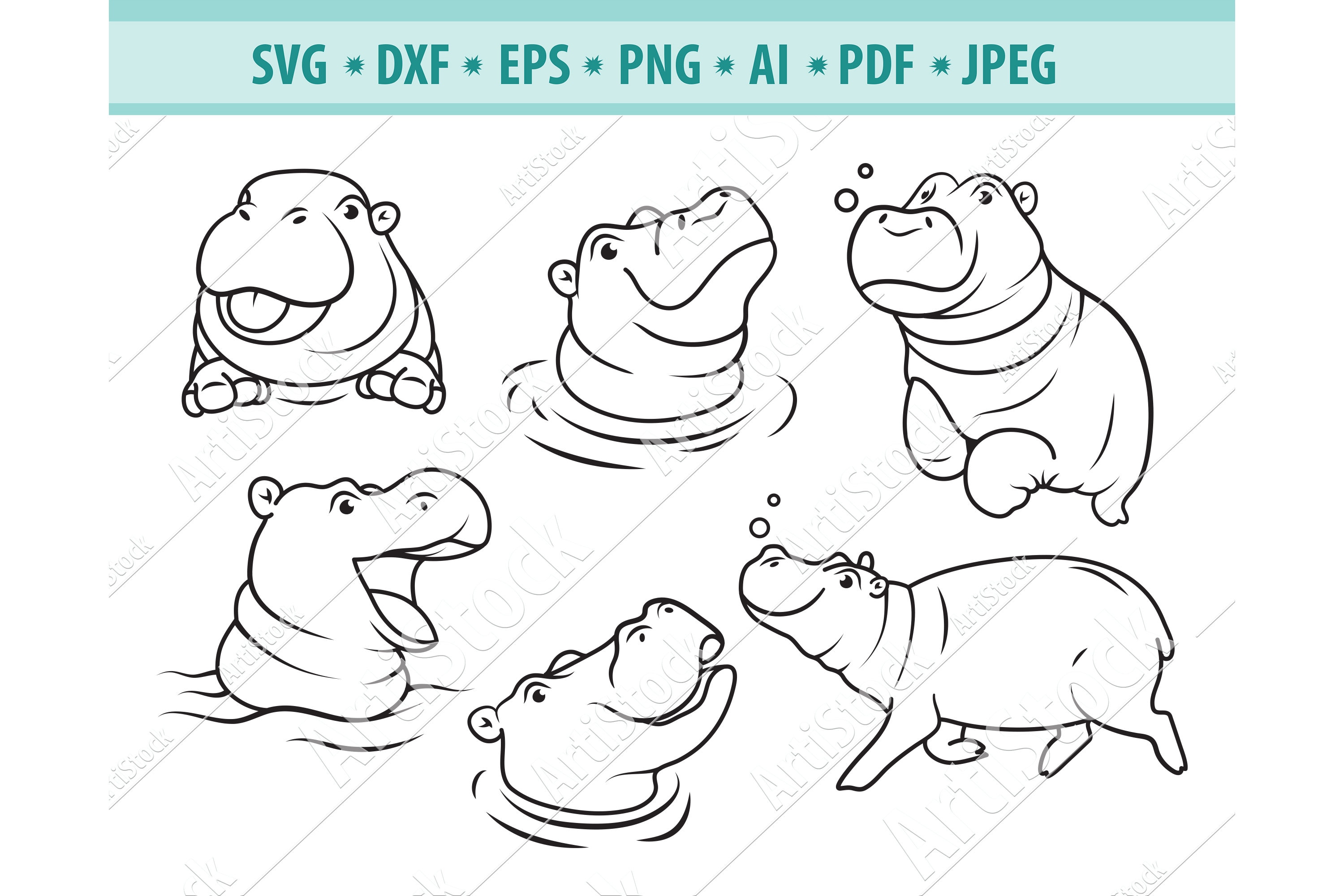 Hippo SVG Hippopotamus SVG Safari Creatures Svg Hippo | Etsy