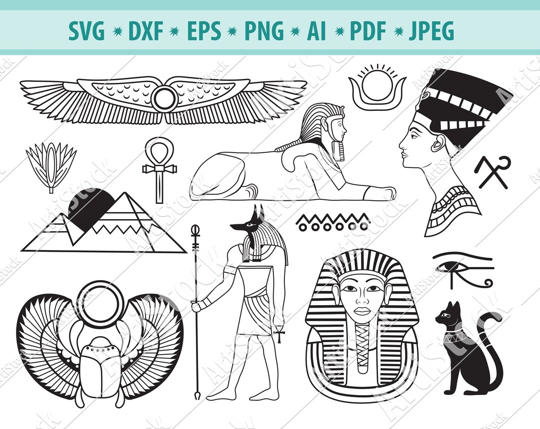 Egyptian Svg Bundle, Egyptian Svg, Egyptian Clipart, Pharaoh Svg, Egypt ...