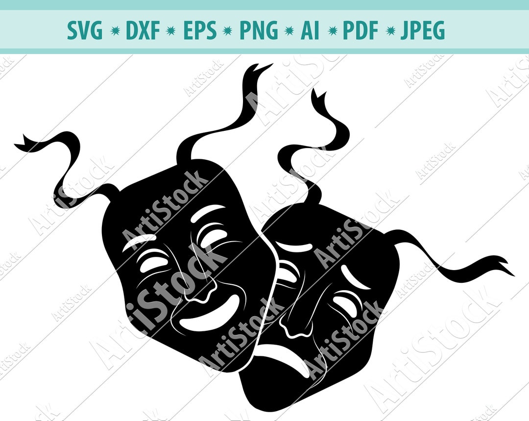 Comedy Tragedy Svg/clipart/comedy Svg/tragedy Silhouette/theatrical ...