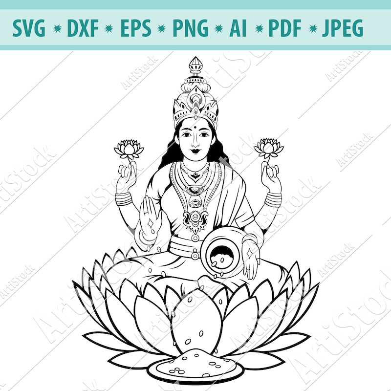 Goddess Lakshmi Indian - Etsy UK