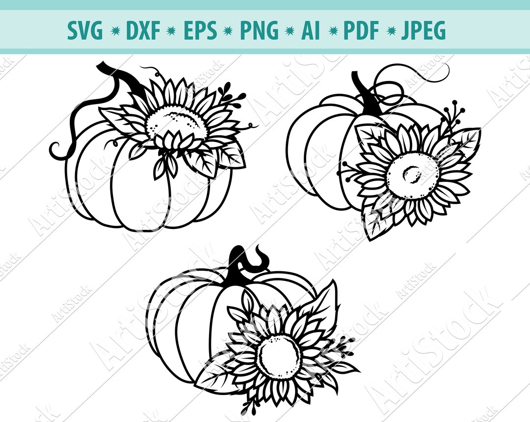 Floral Pumpkin SVG File, Flower Pumpkin Png, Autumn Svg, Fall Svg ...
