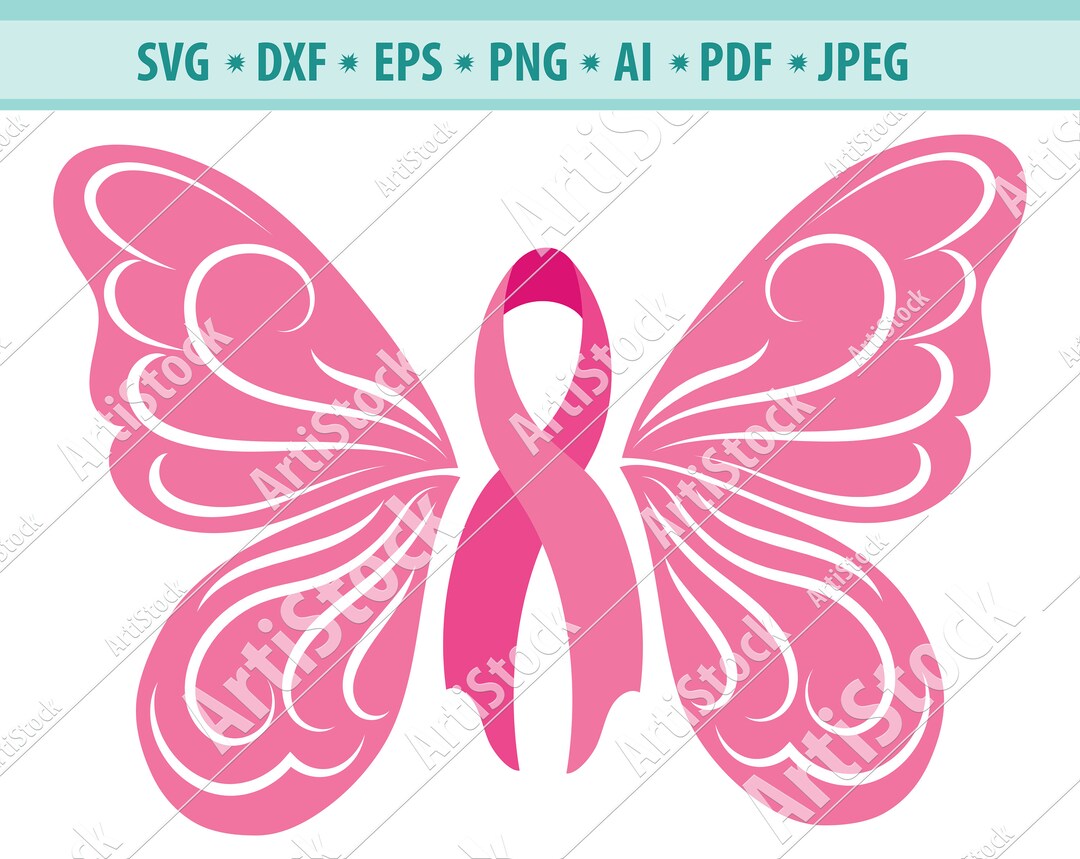 Cancer Ribbon Svg, Filigree Awareness Butterfly, Survivor Fight Breast ...