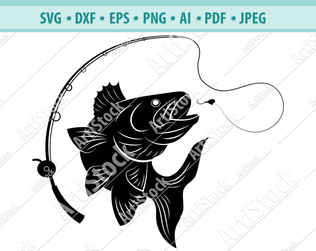Bass Fishing Svg Bass Fishing Pole Svg Silhouette Fishing Svg Fishing ...