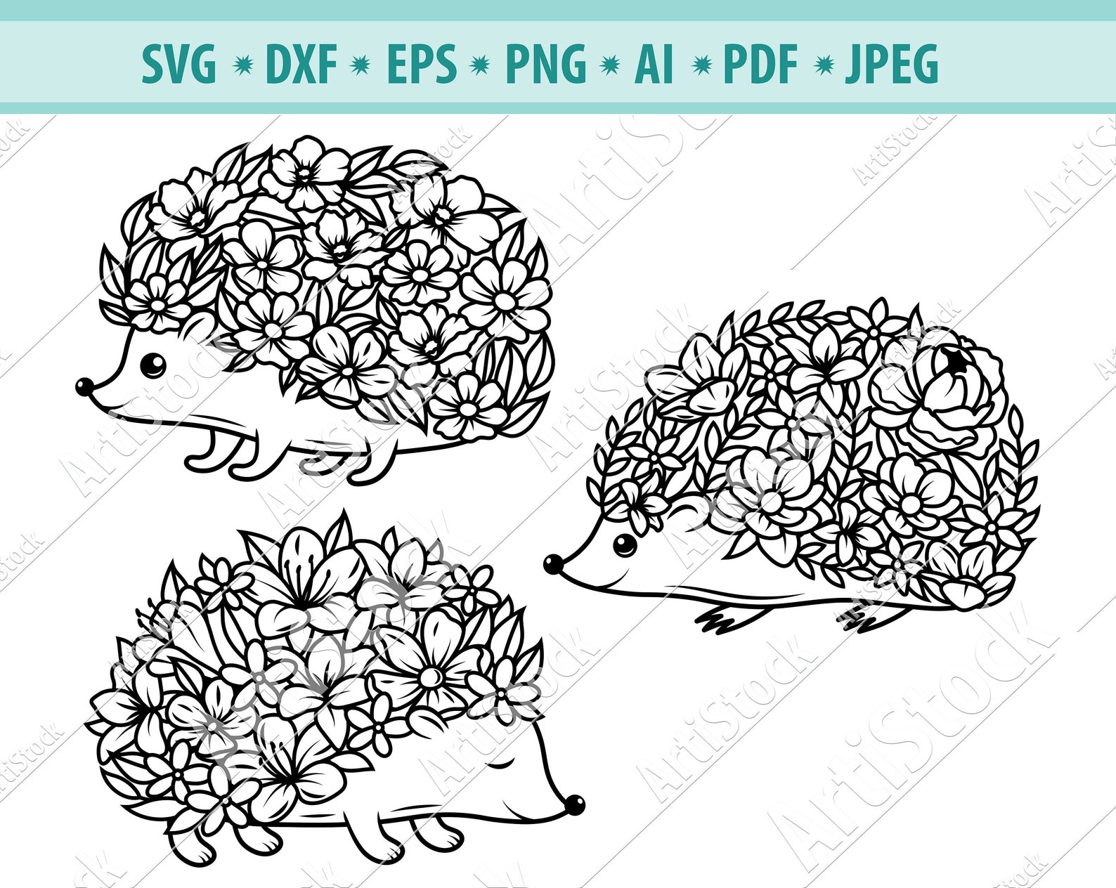 Hedgehog SVG Floral Hedgehog Svg Hedgehog Flowers Svg - Etsy