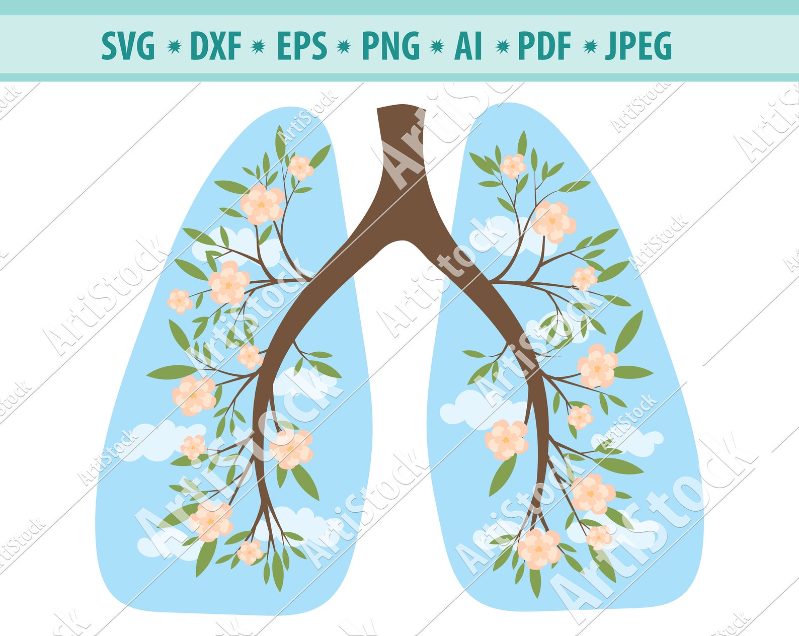 Human Lung Svg Lungs Svg Flowery Human Lung Silhouette - Etsy