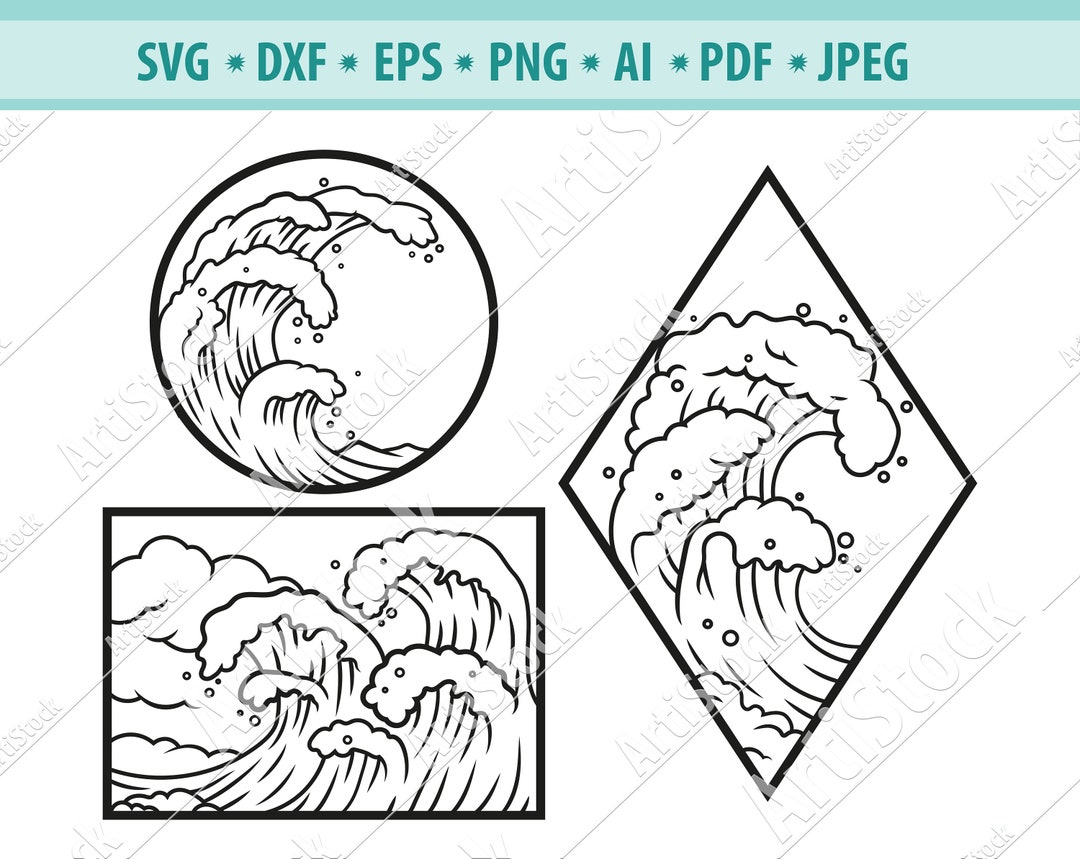 Ocean Wave Svg, Ocean Wave Border Svg, Wave Frame Svg, Bubbles Svg, Sea ...