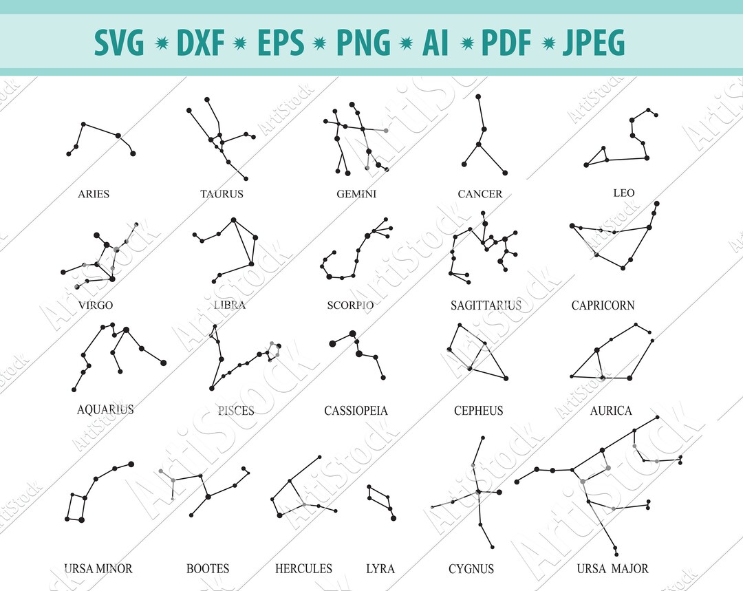 Zodiac Stars Svg, Constellation Zodiac Svg, Astrology Svg, Zodiac Svg ...