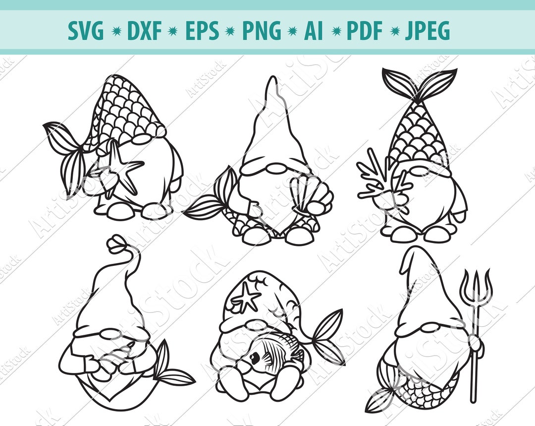 Gnomes Mermaids Svg, Fairytale Creature Svg, Cute Gnome Svg, Sea Gnomes ...