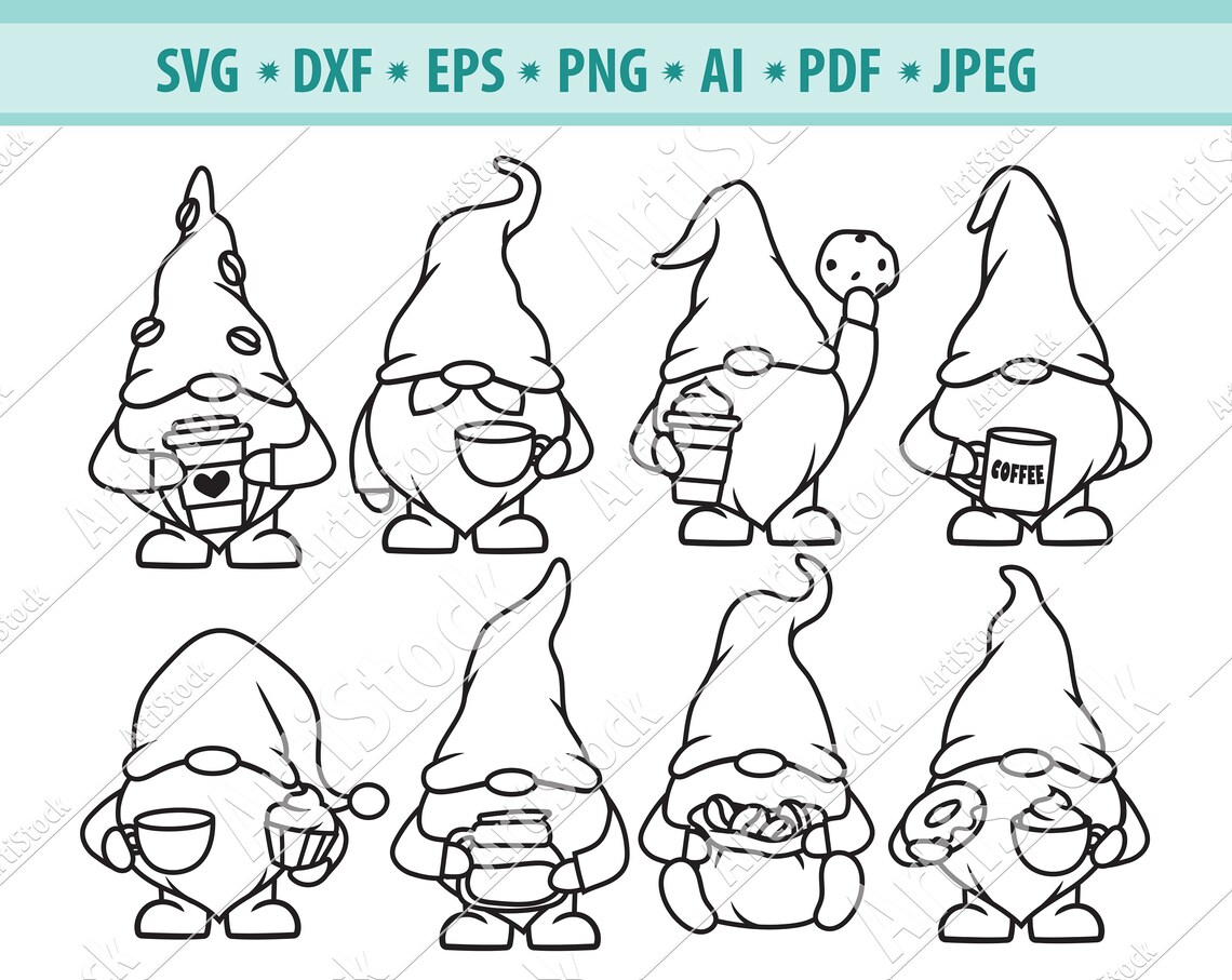 Coffee Gnome Svg Barista Svg Gnome With Coffee Mug Svg - Etsy