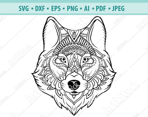 Zentangle Wolf Svg Mandala Wolf Svg Zentangle Svg File for - Etsy