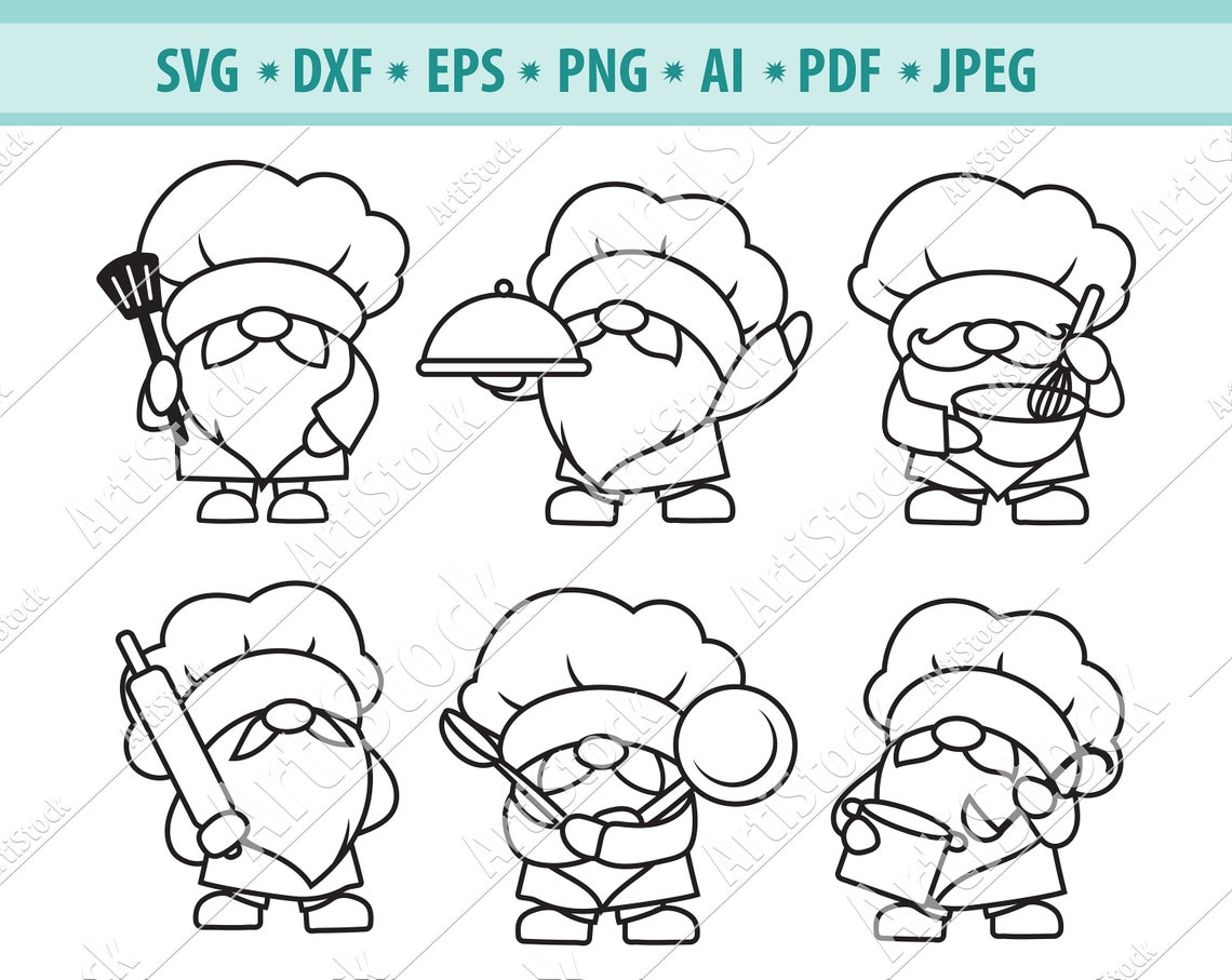 Cooking Gnome Svg Chef Gnome Svg Gnomes Cooks SVG Gnomes - Etsy