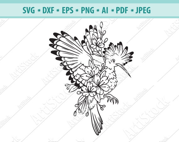 Flower Hoopoe Svg Floral Hoopoe Svg Hoopoe Cut File Flying - Etsy