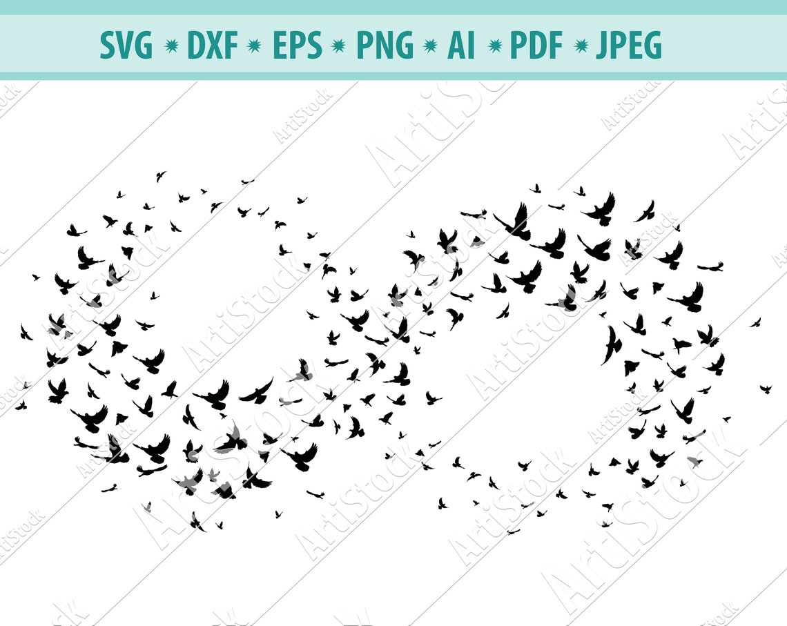 Flock of Birds SVG Vector Silhouette of Birds SVG Flying | Etsy