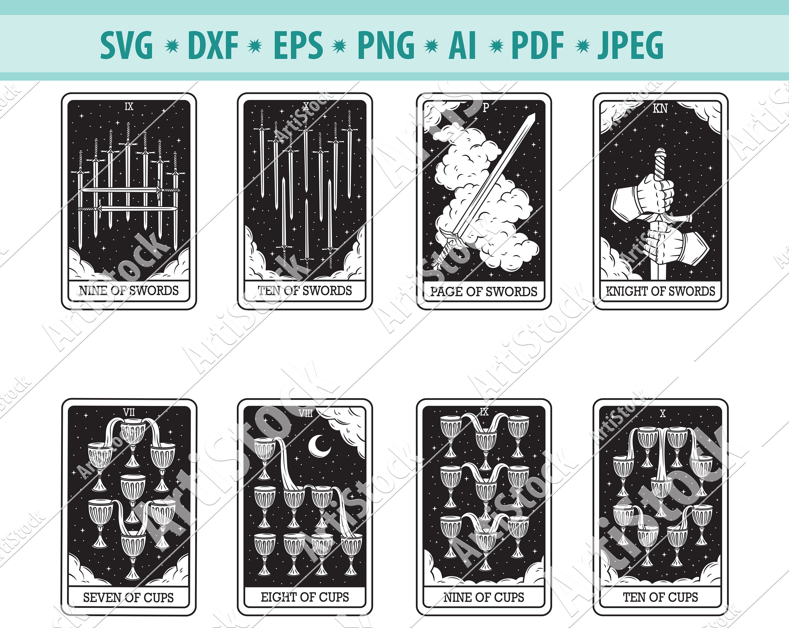 Tarot Cards Svg Witch Tarot Svg Major Arcana Svg Celestial - Etsy