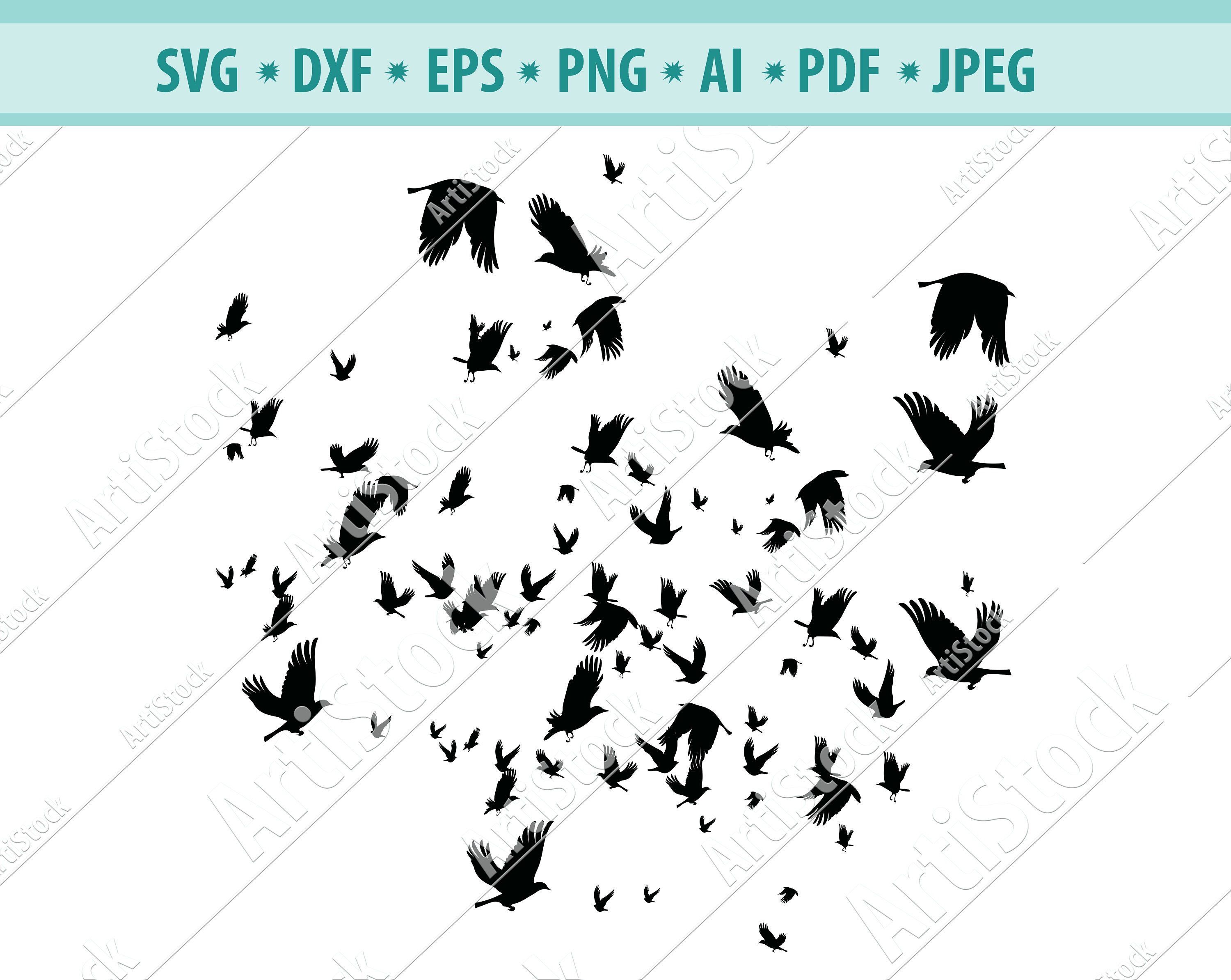 Flock of Birds SVG Vector Silueta de aves SVG pájaros - Etsy México