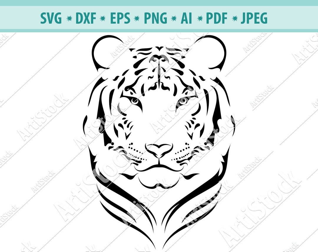 Tiger Face, Tiger SVG, Head of a Tiger Clipart, File Cutting, DXF, EPS ...