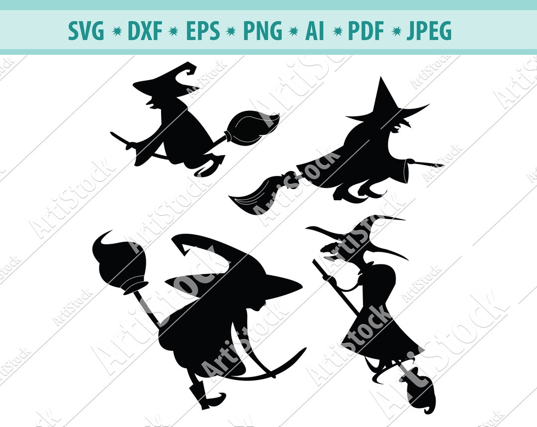 Witch Svg, Halloween Witch Png, Eps, Svg, Dxf, Halloween Clipart ...