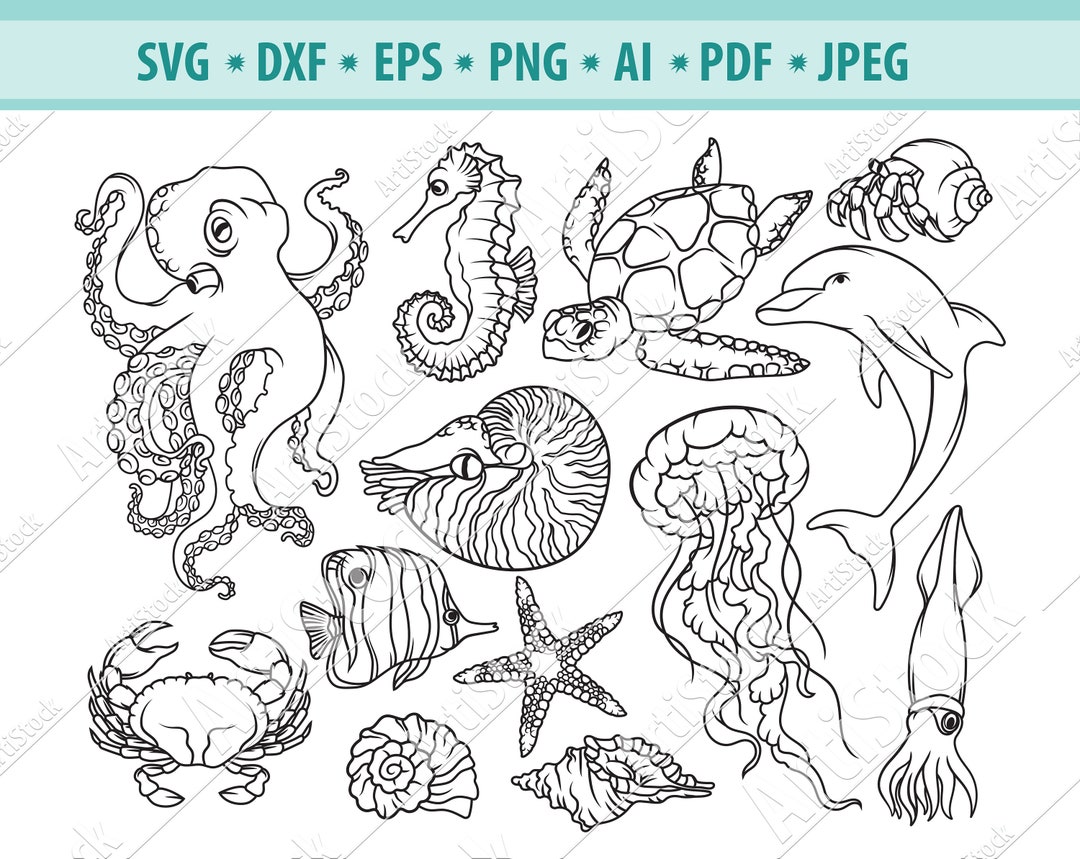 Under the Sea SVG, Underwater Clipart SVG, Sea Life Svg, Ocean Animals ...