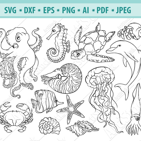 Sea Life Stencils - Etsy