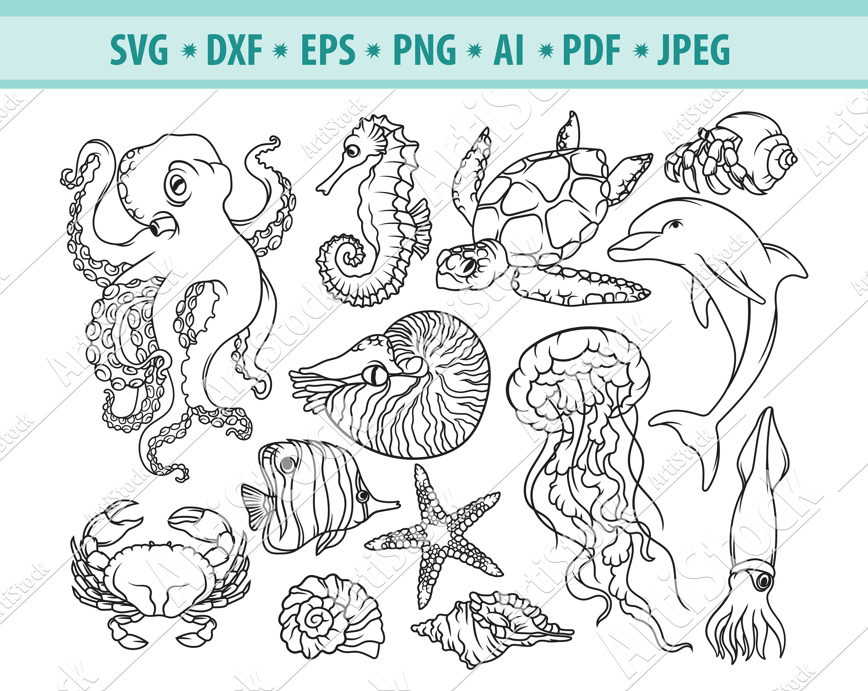 Under the Sea SVG Underwater Clipart SVG Sea Life Svg Ocean - Etsy