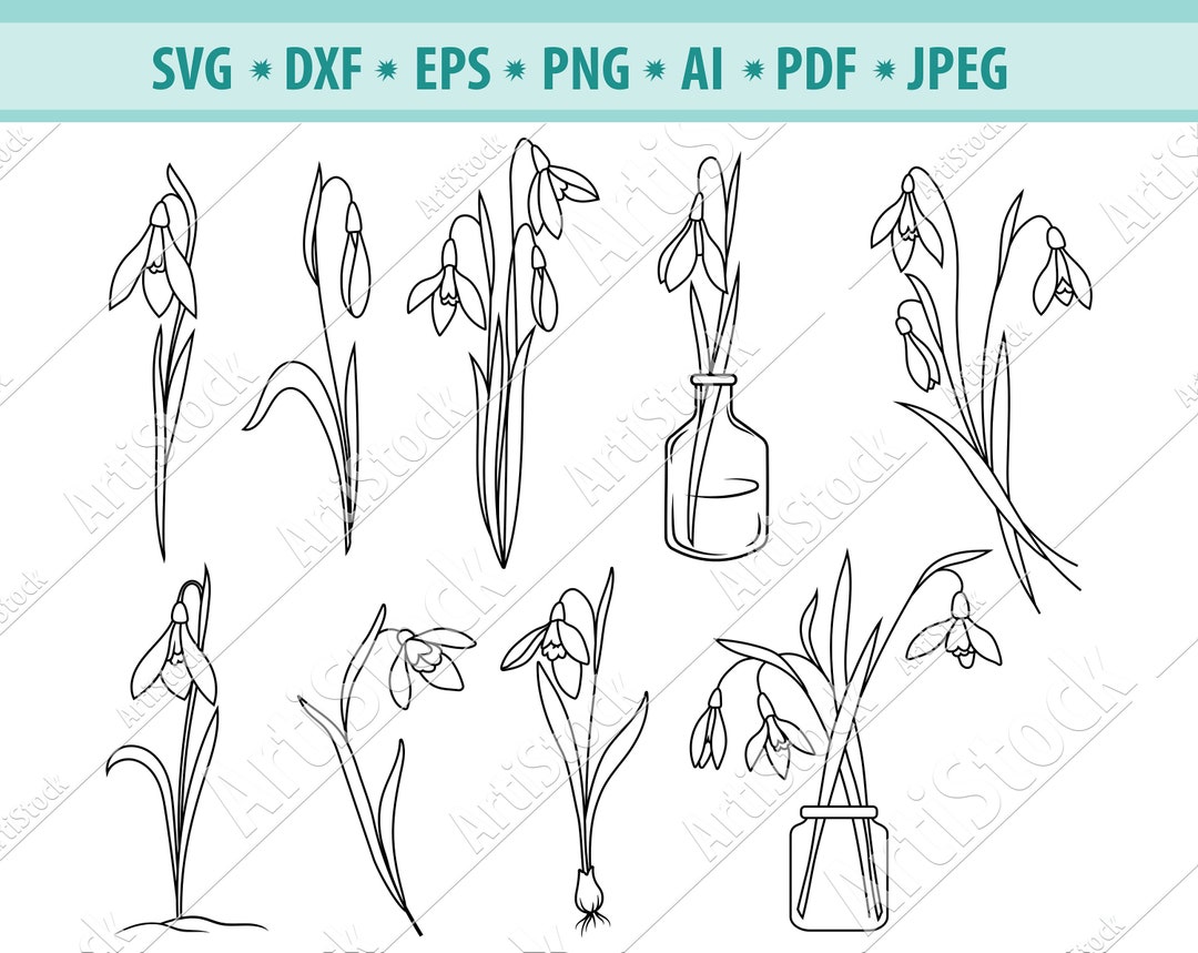 Snowdrop Svg File, Snowdrop Flower Svg, Birth Flowers SVG, Wildflowers ...